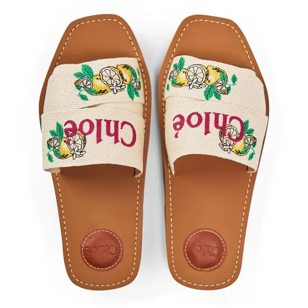 Chloé Canvas Flat Slippers - Nude
