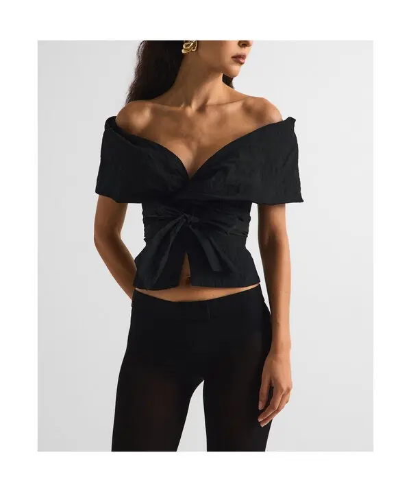 Magda Butrym Off-the-shoulder Short Sleeve Bow Detailed Blouse