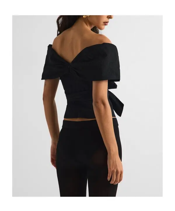 Magda Butrym Off-the-shoulder Short Sleeve Bow Detailed Blouse