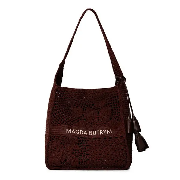 Magda Butrym Woven Crochet Tote Bag - Brown