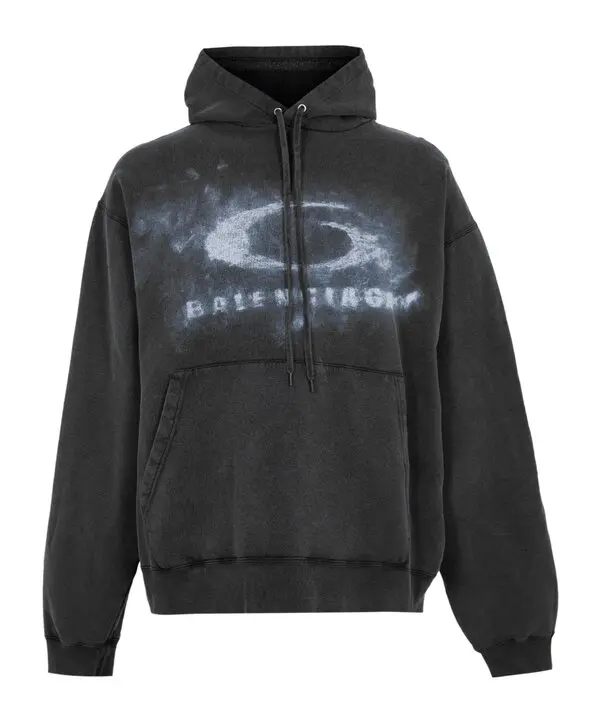 Balenciaga Logo Pull Over Hoodie - Black