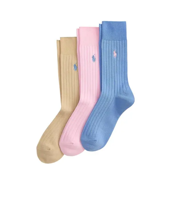 Polo Ralph Lauren 3 Pack Ribbed Egyptian Cotton Crew Socks