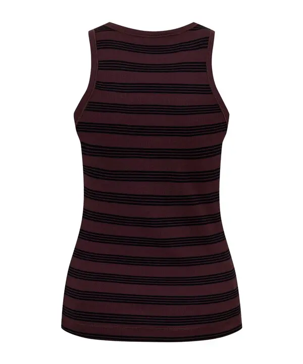 GANNI Striped Cotton Racerback Tank - Black