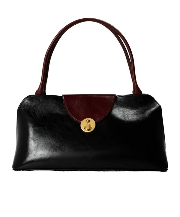 Versace Shoulder Bag With Clasp Closure - Black