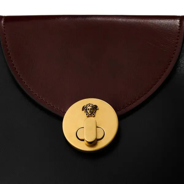 Versace Shoulder Bag With Clasp Closure - Black