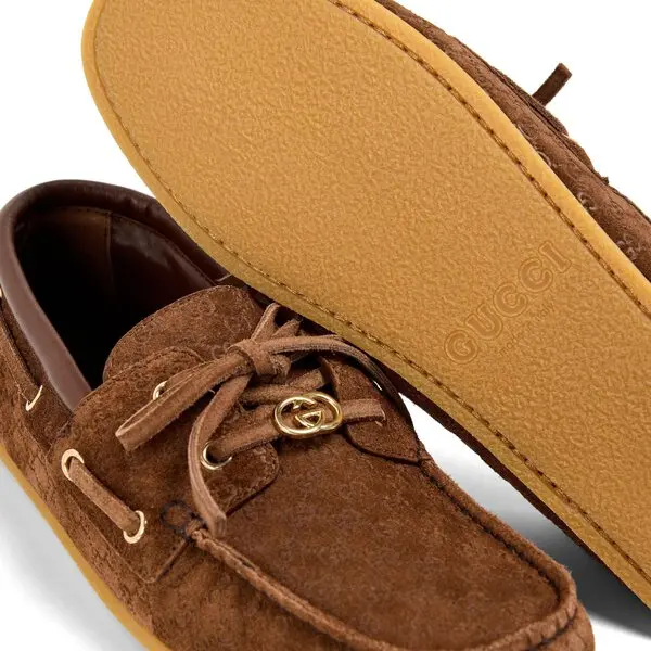 Gucci Vintage Suede Boat Shoes - Brown
