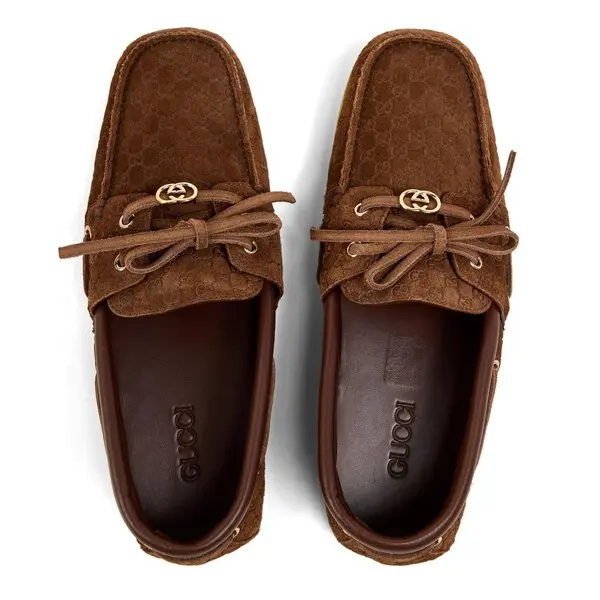 Gucci Vintage Suede Boat Shoes - Brown