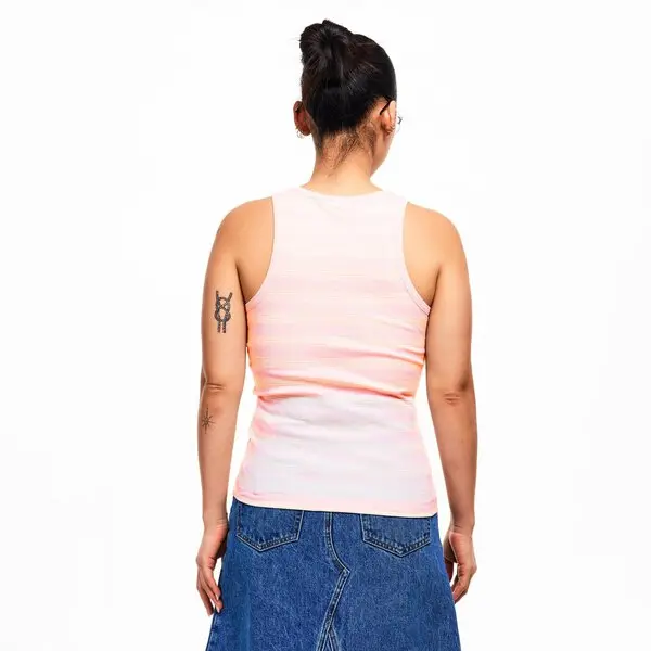 GANNI Striped Cotton Racerback Tank Top