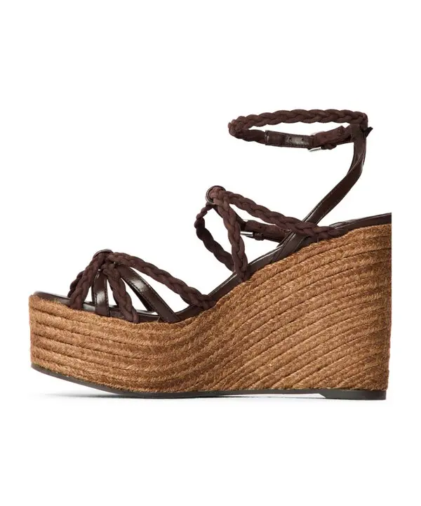 JIMMY CHOO Braided Wedge Espadrille Sandals