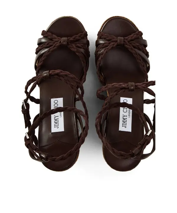 JIMMY CHOO Braided Wedge Espadrille Sandals