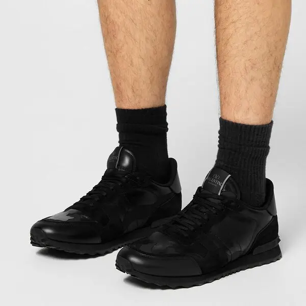 Valentino Garavani Camouflage Sneakers With Studded Heel Detail