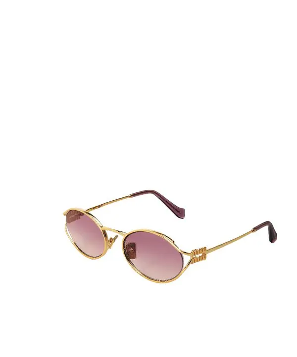 Miu Miu Metal Frame Oval Sunglasses - Nude