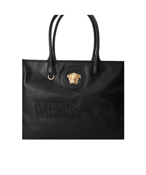 Versace Leather Tote Bag With Medusa Emblem
