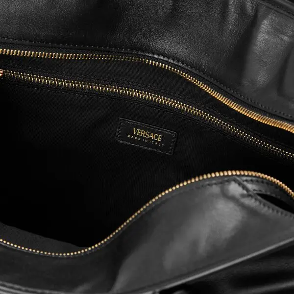 Versace Leather Tote Bag With Medusa Emblem