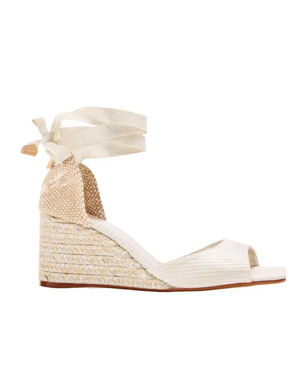 CastaÑer Wedge Espadrille Sandals With Ribbon Fastening