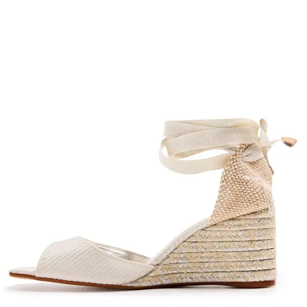 CastaÑer Wedge Espadrille Sandals With Ribbon Fastening