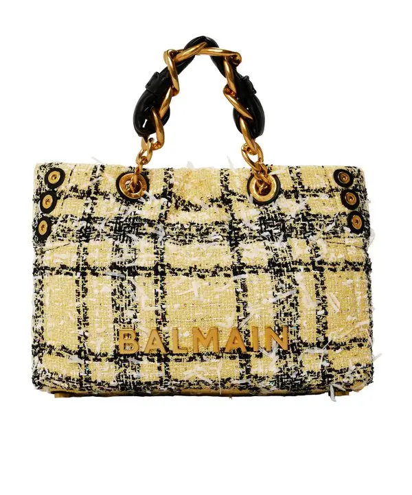 Balmain Checkered Tweed Handbag