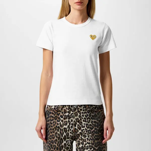 Play Comme Des Garcon Solid Color Crew Neck Short Sleeve