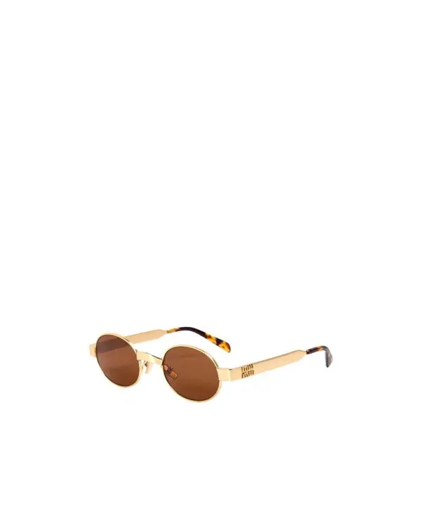 Miu Miu Logo Detail Sunglasses - Brown