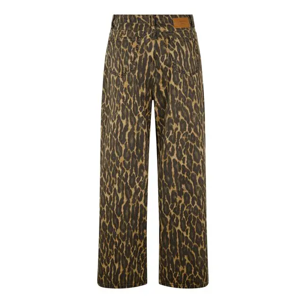 GANNI Printed Denim Wide Leg Jeans