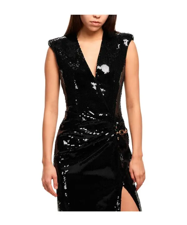Balmain Sleeveless Sequin Maxi Evening Dress