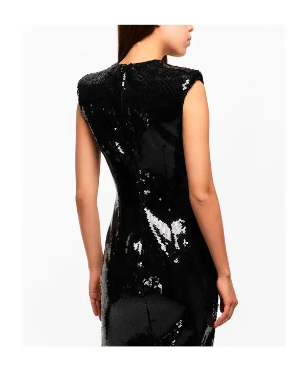Balmain Sleeveless Sequin Maxi Evening Dress