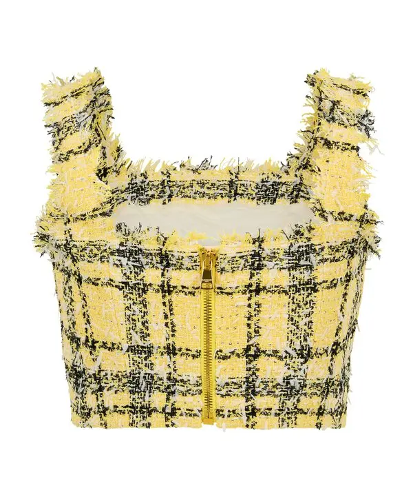 Balmain Check Tweed Cropped Camisole