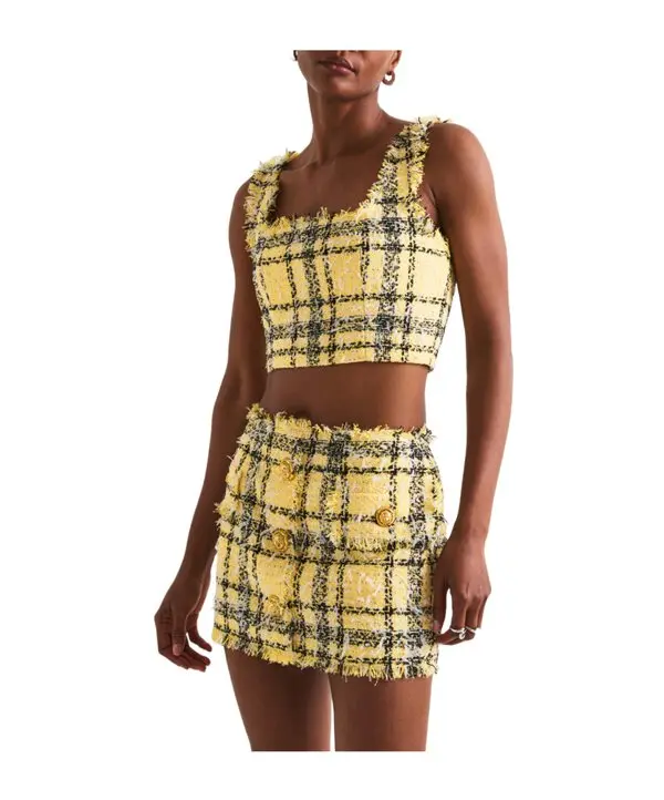 Balmain Check Tweed Cropped Camisole