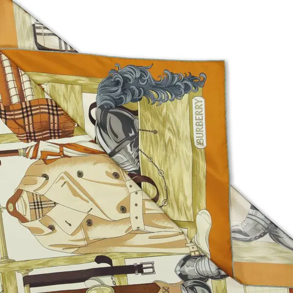 Burberry Printed Patterned Silk Scarf - Nude
