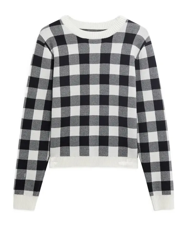 Barbour Crew Neck Checked Sweater - Black