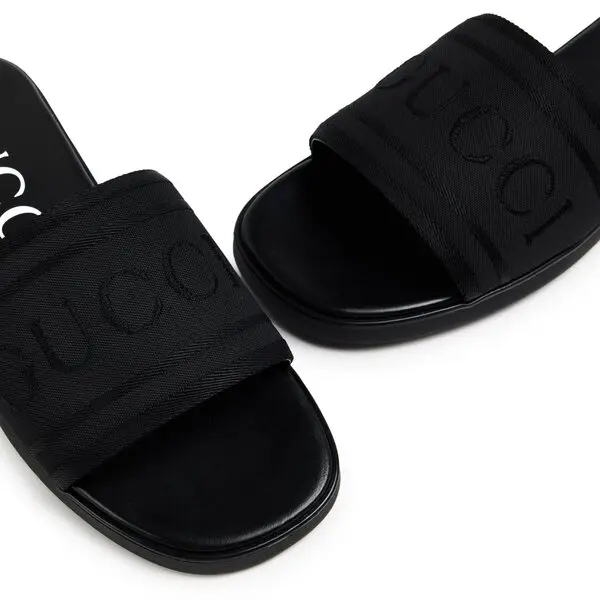 Gucci Flat Slip-on Sandals With Embossed Logo