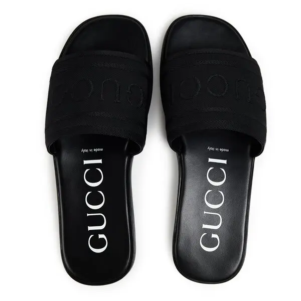 Gucci Flat Slip-on Sandals With Embossed Logo