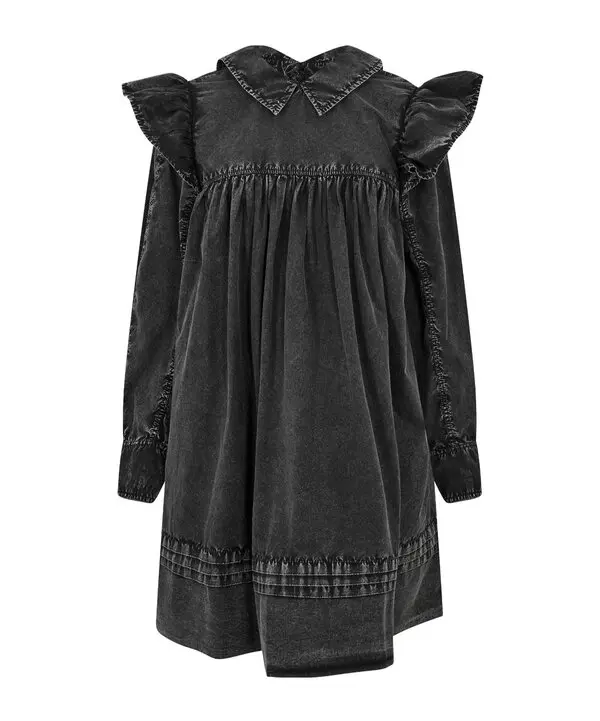 GANNI Oversized Tunic Dress With Ruffled Shoulders