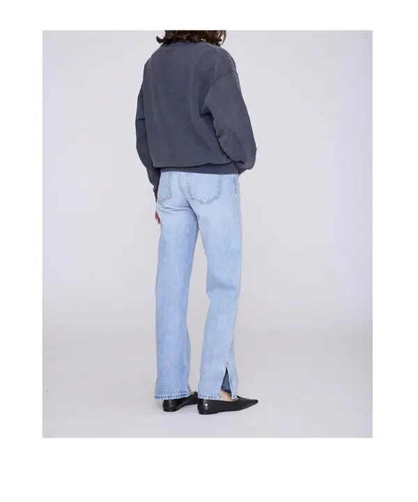 ANINE BING Bing" Graphic Crewneck Sweatshirt - Water-washed Black