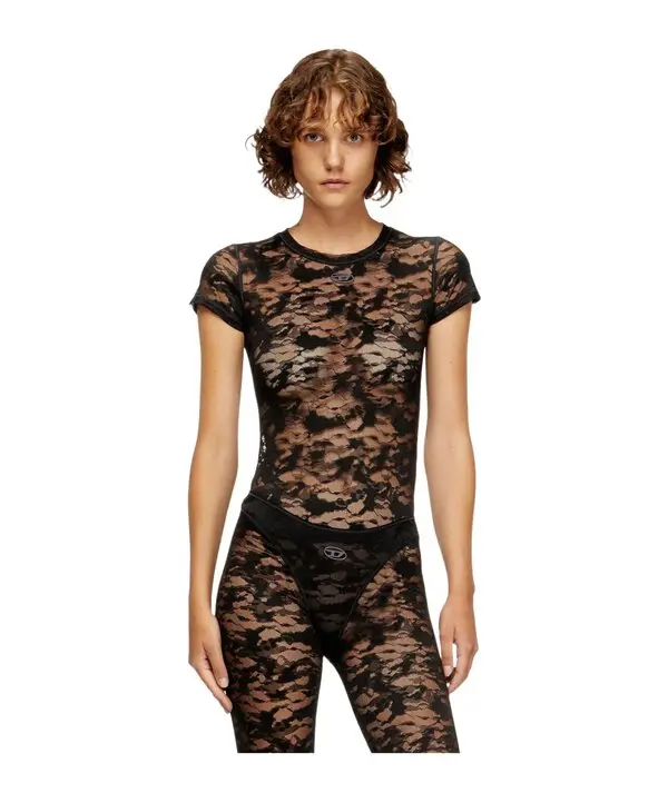 DIESEL® Short Sleeve Lace T-shirt - Black