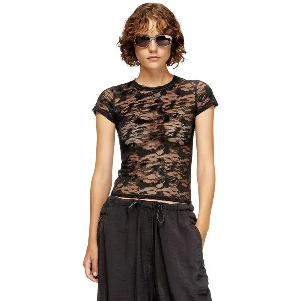 DIESEL® Short Sleeve Lace T-shirt - Black