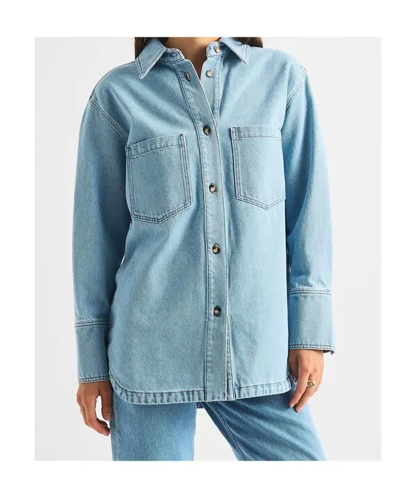 JOSEPH Button-down Denim Shirt - Ice-blue
