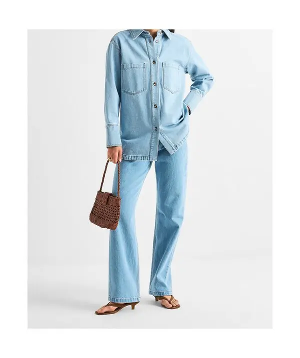 JOSEPH Button-down Denim Shirt - Ice-blue
