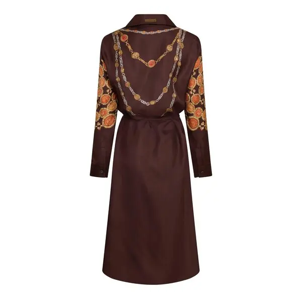 Versace Printed Long-sleeve Silk Shirt Dress