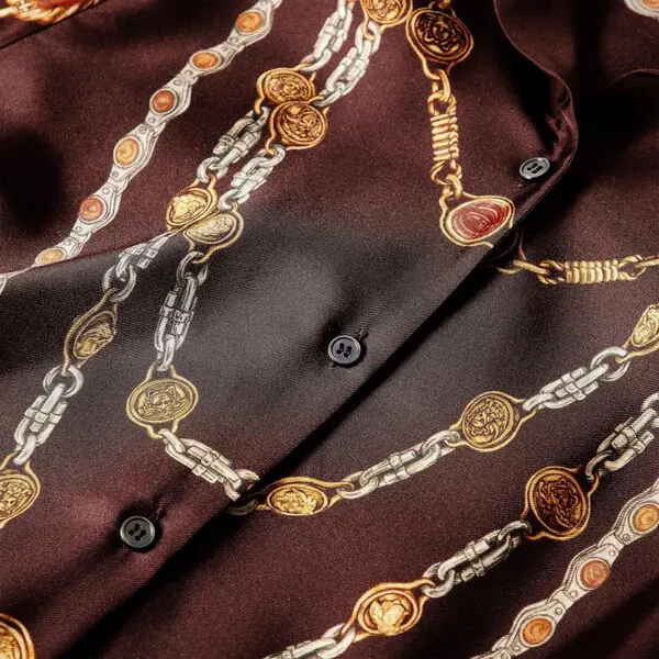 Versace Printed Long-sleeve Silk Shirt Dress