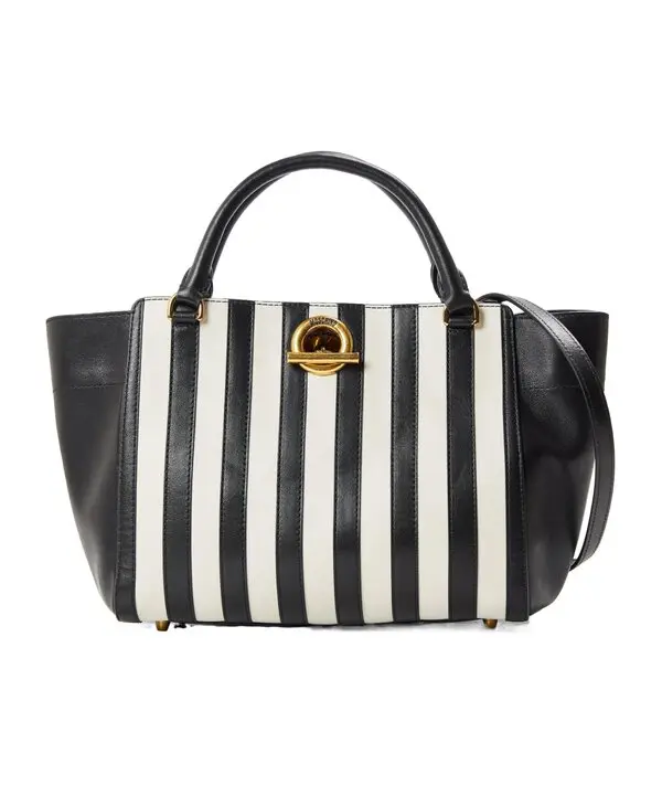 Moschino Striped Open-top Tote Bag With Gold Tone Hardware