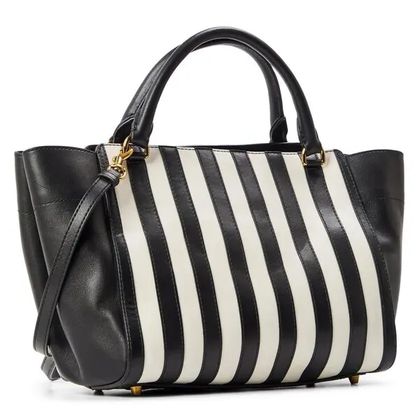 Moschino Striped Open-top Tote Bag With Gold Tone Hardware