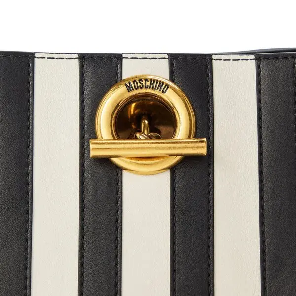Moschino Striped Open-top Tote Bag With Gold Tone Hardware
