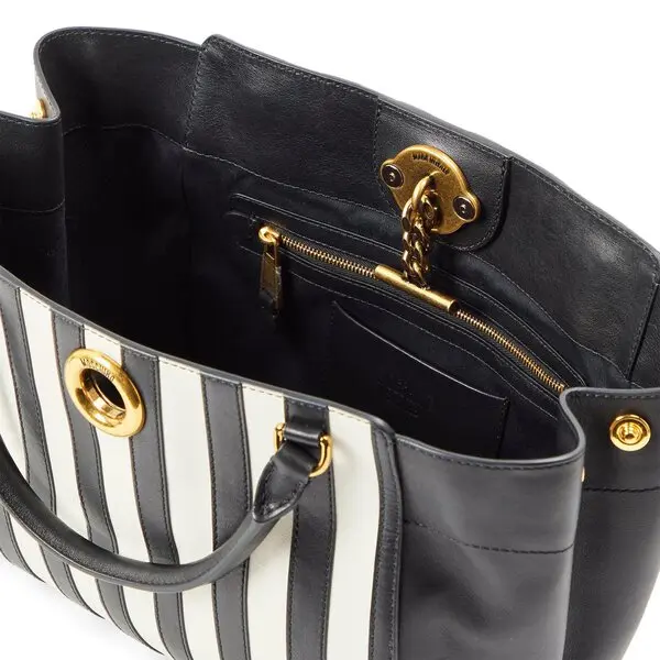 Moschino Striped Open-top Tote Bag With Gold Tone Hardware