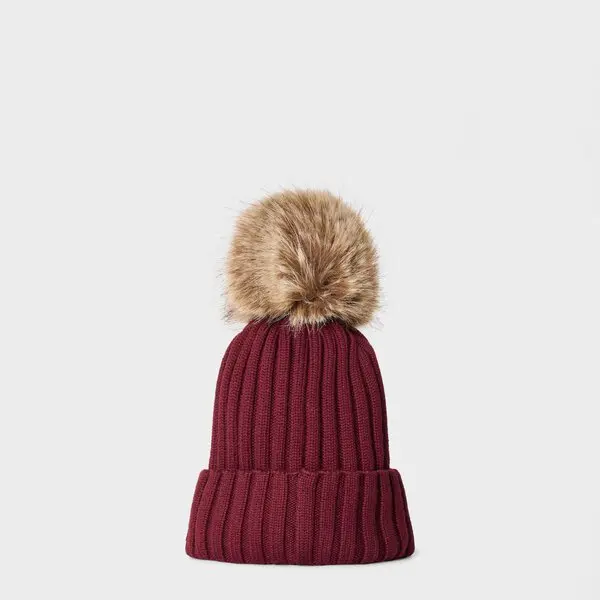 Moncler Ribbed Pom Beanie - Brown