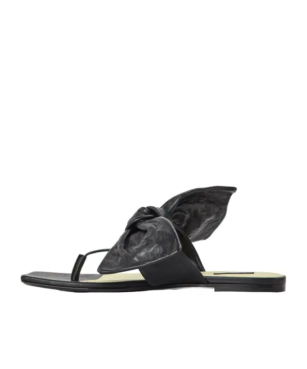 Givenchy Leather Bow Flat Sandals - Black