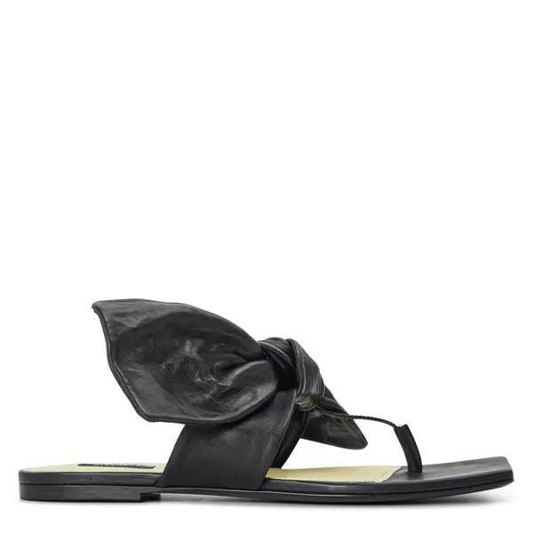 Givenchy Leather Bow Flat Sandals - Black