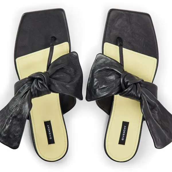 Givenchy Leather Bow Flat Sandals - Black