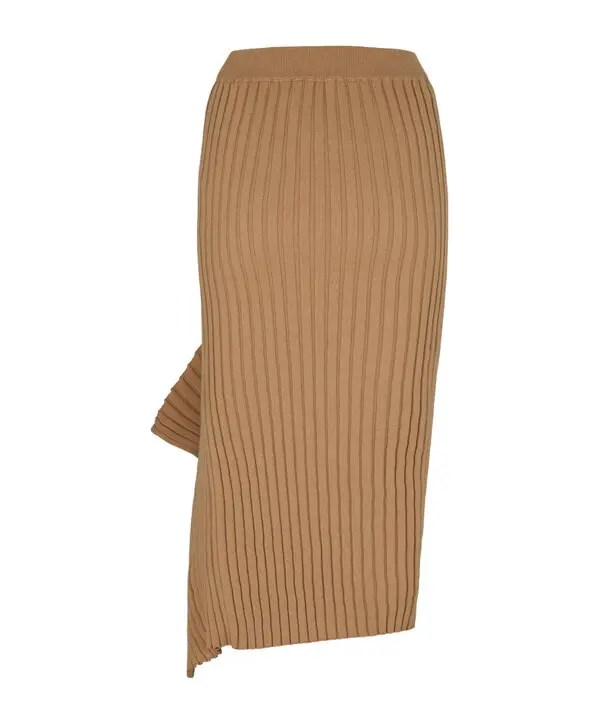 Stella McCartney Ribbed Knit Midi Skirt - Brown