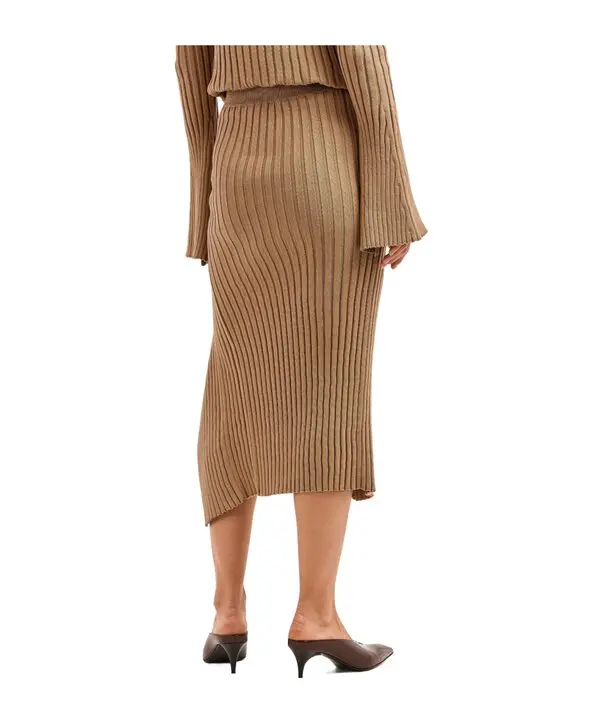 Stella McCartney Ribbed Knit Midi Skirt - Brown